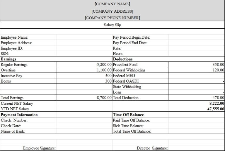 Salary Slip Format | 40+ FREE Excel and Word Templates