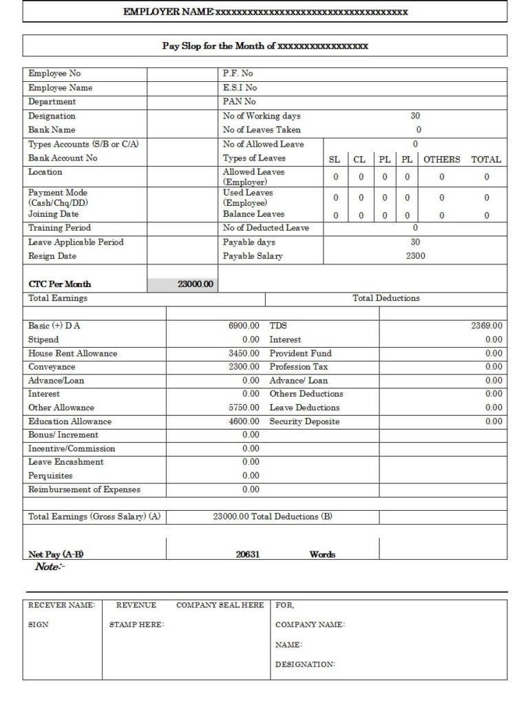 Salary Slip Format | 40+ FREE Excel and Word Templates