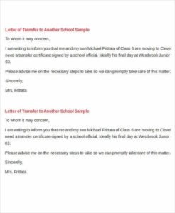23+ School Transfer letter | Free Sample and Format