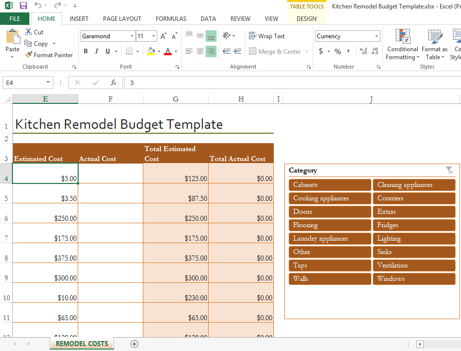 8 Free Kitchen Remodel Budget Template In Excel And Word 8 Free Kitchen Remodel Budget Template In Excel And Word