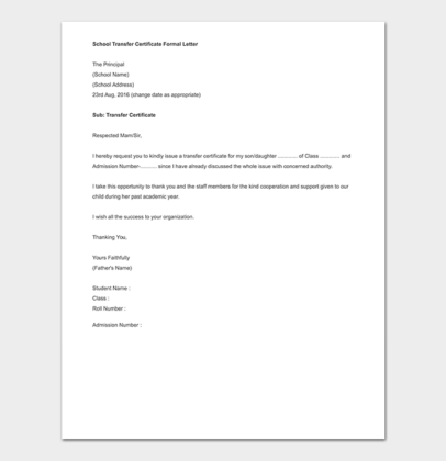 23+ School Transfer letter | Free Sample and Format