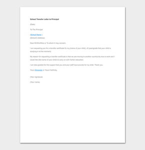 23+ School Transfer letter | Free Sample and Format