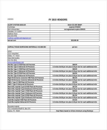 16+Free Supplier (Vendor) List Templates in PDF, Word, Excel