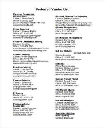 16+Free Supplier (Vendor) List Templates in PDF, Word, Excel