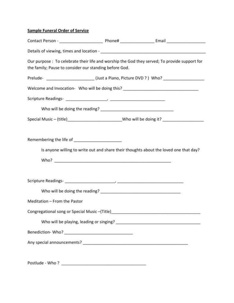 18+ Funeral Order of Service Templates | Sample & Examples