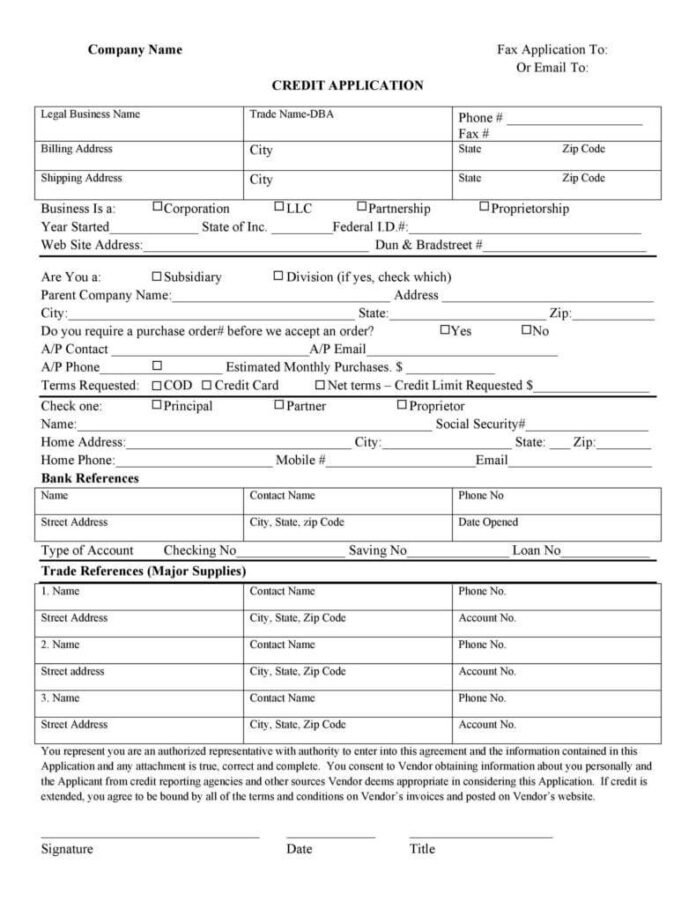 25+ Free Sample Credit Application Form Templates
