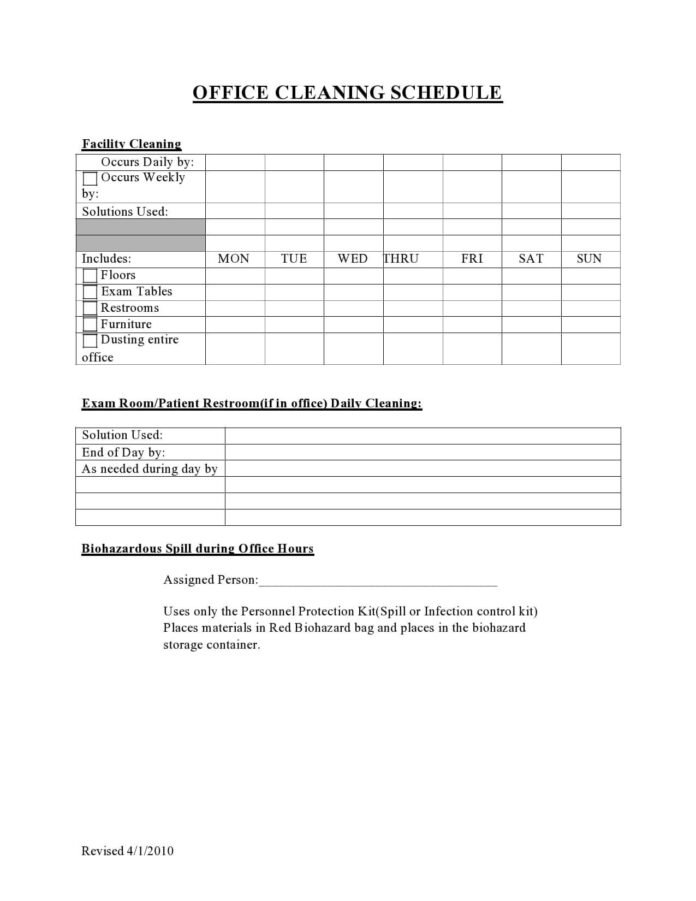 28+ FREE Printable Cleaning Schedule Templates (Word, Excel & PDF)
