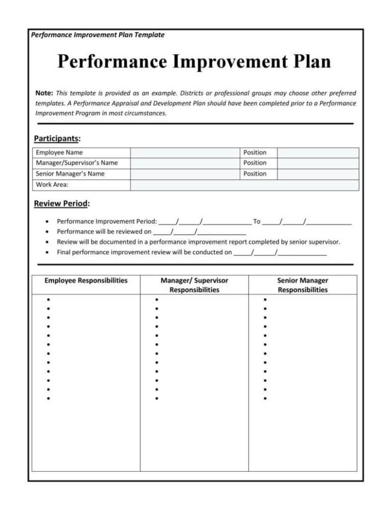 38+ Sample Performance Improvement Plan Templates With Roadmap