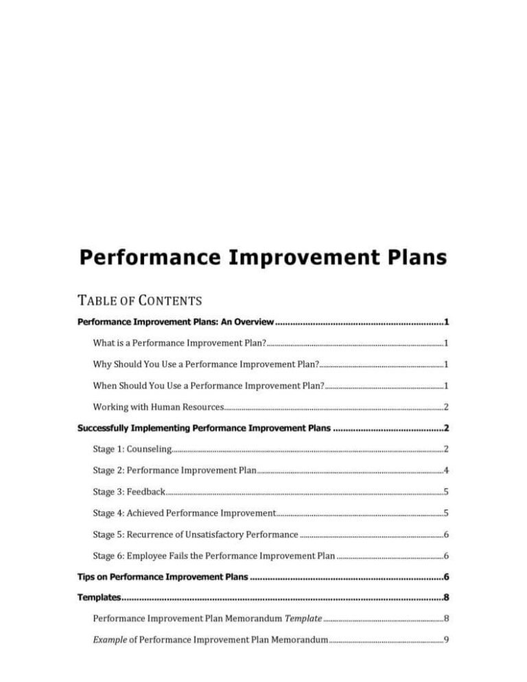 38+ Sample Performance Improvement Plan Templates With Roadmap