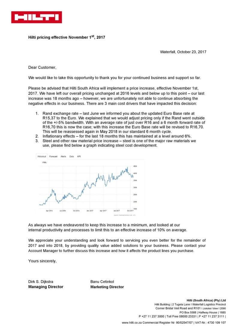 36+ Potent Price / Rate Increase Letters (MS Word/PDF Docs)