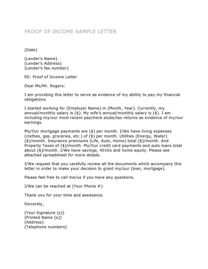 38+ Income Varification And Proof of Income Letters Samples