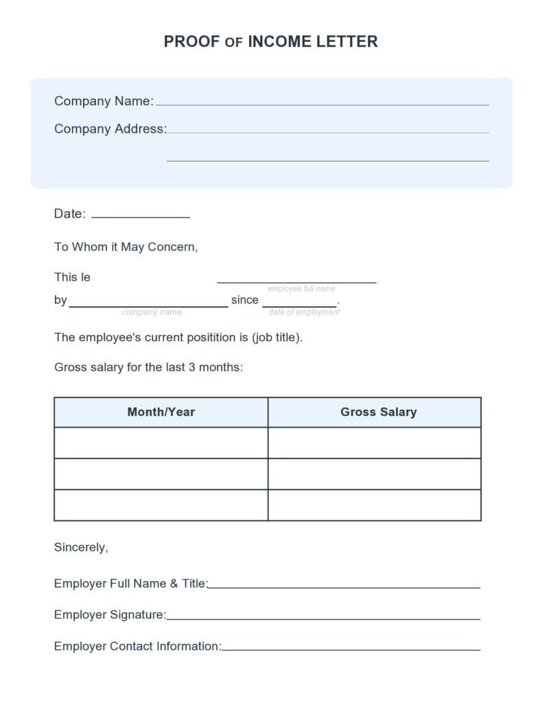 38+ Income Varification And Proof of Income Letters Samples