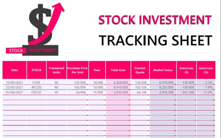26+ Investment Tracking Spreadsheets (Google Sheets & Excel)