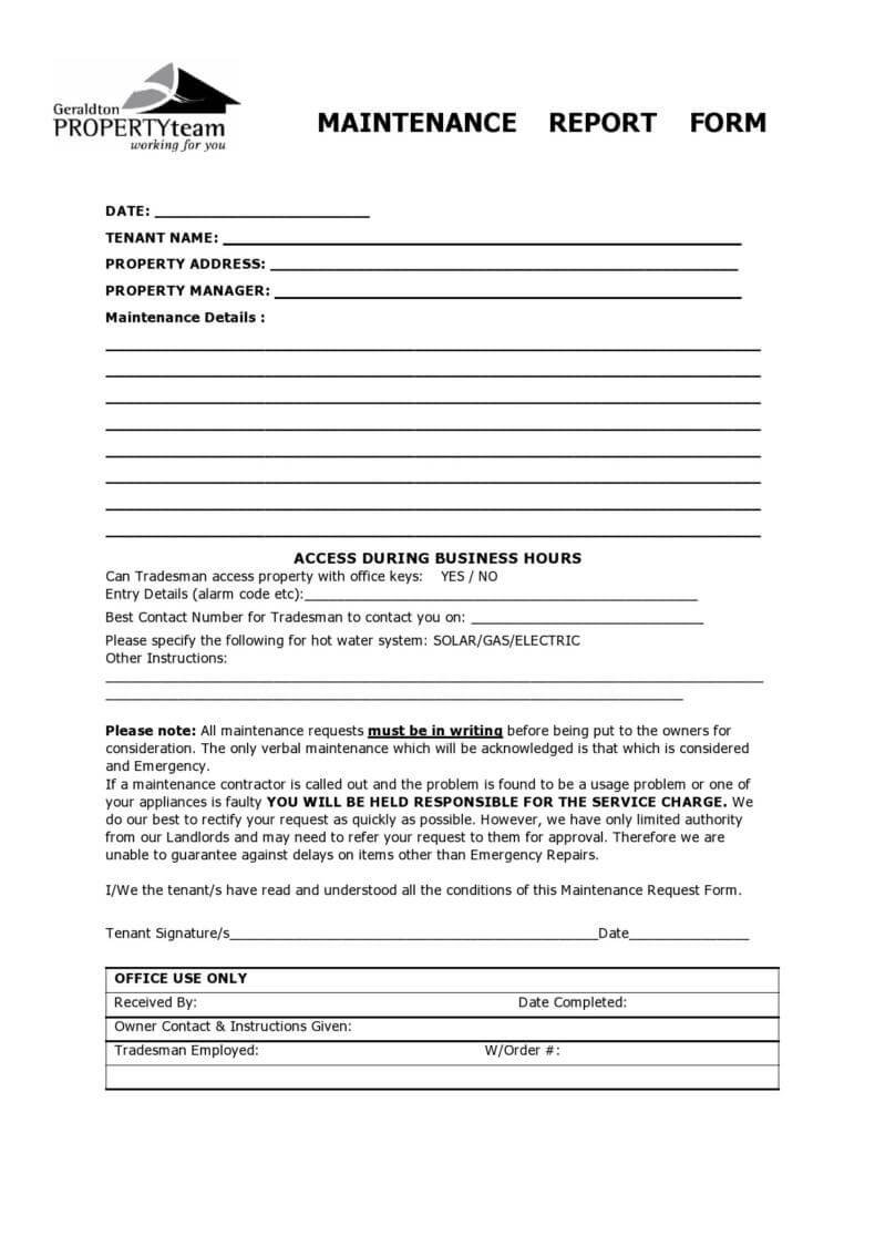 36+ Sample Maintenance Report Form Templates in MS WORD, PDF